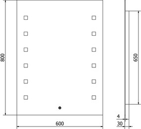 Mexen Ner podsvícené koupelnové zrcadlo 60 x 80 cm, LED 6000K, proti zamlžování - 9809-060-080-611-00