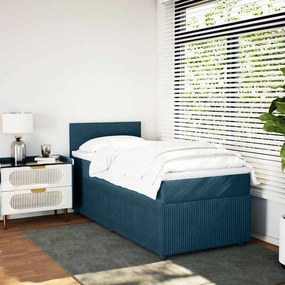 Box spring postel s matrací modrá 100 x 200 cm samet 3289960