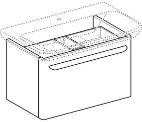 Geberit myDay - Umyvadlová skříňka, 680x410x430 mm, 1 zásuvka s LED osvětlením, taupe Y824081000