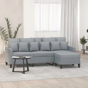 3místná pohovka s podnožkou světle šedá 180 cm textil 3201089