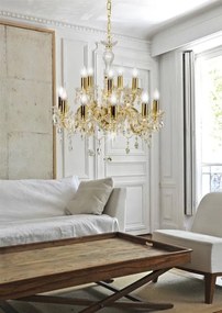 Zlatý křišťálový lustr Maria Teresa pro žárovku 12x E14  - Candellux