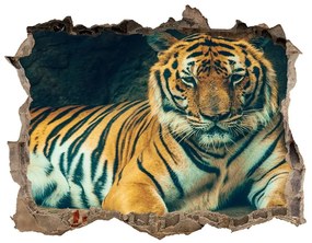 Wallmuralia Díra 3D fototapeta nálepka Tygr v jeskyni 95x64 cm