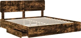 Postel s úložným prostorem se zásuvkou Kouřový dub 180 x 200 cm 3412252