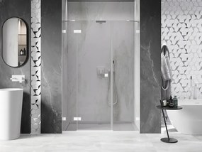 Mexen Lunar, levé otočné sprchové dveře 160 cm, 8mm čiré sklo, bílý profil, 834S-160-050-20-00-L