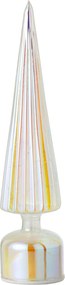 Velký žebrovaný skleněný stromek s LED světlem L – 9*9*39,6 cm