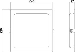 Mexen LDRR, LED stropní svítidlo pro zapuštění 22 x 22 cm, 18W, studená - 6500K, 1980 lm, bílá - L211-022-1865-20