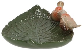 Napajedlo pro ptáky Leaf, 19x21 cm, keramika, zelená