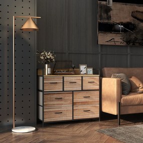 HOMCOM 7 zásuvkový textilní botník - Černý ocelový rám - 98 x 29 x 85 cm, Ložnice, Předsíň, Obývací pokoj, Černý a přírodní