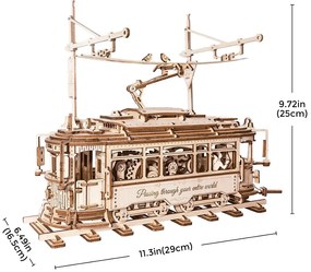 RoboTime 3D dřevěná mechanická skládačka Tramvaj