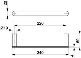 KFA Armatura 864-025-31 - Nástěnný věšák na ručníky 24 cm nerez/zlatá