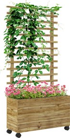Zvýšený květinový záhon Outsunny s trellicí a kolečky 76x30x155cm | Aosom