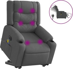 Elektrické zvedací masážní polohovací křeslo tmavě šedé textil 3206583