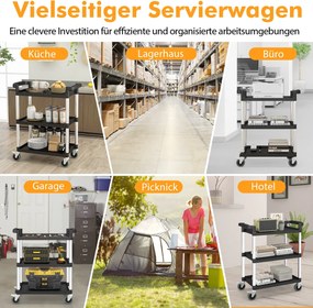 Costway 3patrový servírovací vozík, přepravní vozík pro velké zatížení