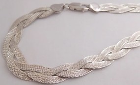 Klenoty Budín Stříbrný pletený gravírovaný masivní náhrdelník - řetízek rhodium 45cm 15,48gr 030898700002