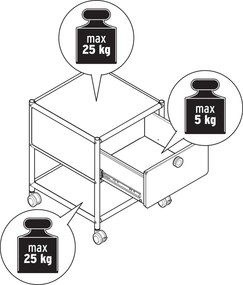 Tchibo - Kovový odkládací stolek se zásuvkou »Cn3« - barva: šedá