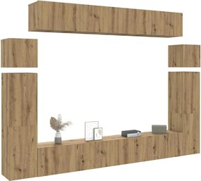 Sada 8 kusů nástěnné TV skříňka dub artisan kompozitní dřevo 3329012