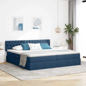 Postel s úložným prostorem a matrací Modrá 200 x 200 cm Samet 3370598