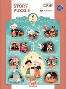 DJECO Puzzle s příběhem Pinokio / 54 dílků / 38x50 cm