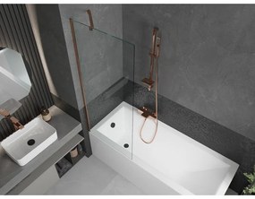 Mexen Next, vanová zástěna 1-křídlová 70 x 150 cm, fixní křídlo, 6 mm čiré sklo, růžové zlato profil, 895-070-000-00-00-60