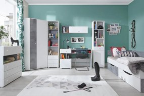 Rohová šatní skříň SIGMA SI2 Bílá lux + beton