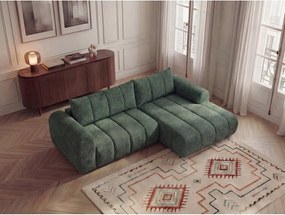 Tmavě zelená rohová pohovka (pravý roh/s lenoškou) Nesty – Bobochic Paris