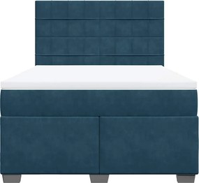 Box spring postel s matrací modrá 160 x 200 cm samet 3290958