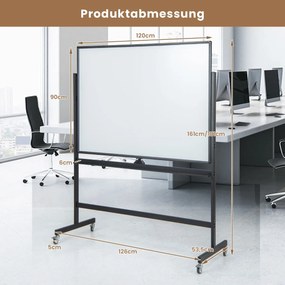 Costway Oboustranná mobilní tabule s mřížkovým vzorem a stojanem a – černý
