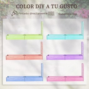 Outsunny Velký Dřevěný Zahradní Květináč s Trellis pro Popínavé Rostliny a 2 Vyvýšené Záhony pro Terasu a Balkon 230x60x110 cm Přírodní