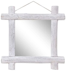 vidaXL Dřevěné zrcadlo bílé 70 x 70 cm masivní recyklované dřevo