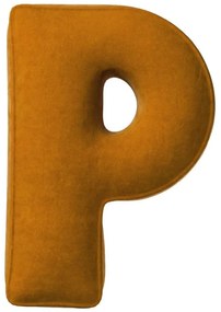 OnaDnes -20% Yellow Tipi Cihlově oranžový sametový polštář písmeno P 40 cm
