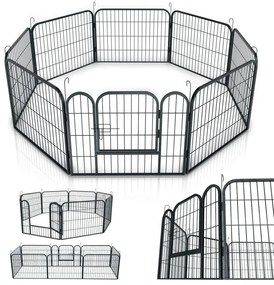 Kovová ohrádka pro štěňata a malá zvířata 160x160x60 cm