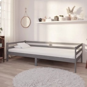 Denní postel s matrací 90 x 200 cm šedá masivní borové dřevo 3083571