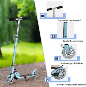 Costway Scooter Výškově nastavitelná dětská koloběžka Skládací koloběžka se 2