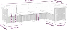 5dílná zahradní sedací souprava s poduškami černá polyratan 3261809