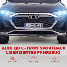 AIYAPLAY Elektrické auto pro děti od 3 let Audi Q8 Etron Sportback 12V s dálkovým ovládáním, pružným odpružením kol, jasnými světly, klaksonem a hudb…