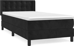 Box spring postel s matrací černá 100x200 cm samet 3131185
