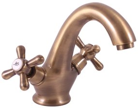 Slezák - RAV Umyvadlová baterie bez výpusti MORAVA RETRO - MK128.xSM, Stará mosaz (Bronz) Připojovací hadičky - závit: 3/8"