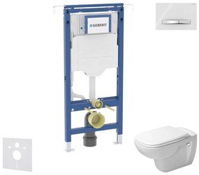 Geberit Duofix - Set předstěnové instalace, klozetu a sedátka Duravit D-Code, tlačítka Sigma50, Rimless, SoftClose, alpská bílá SANI11CP3106