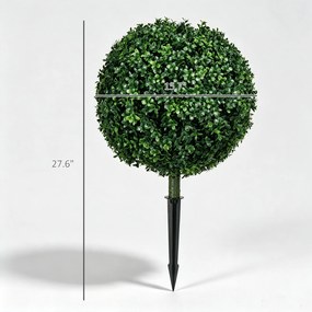 HOMCOM 2-dílná Velká Umělá Buxusová Rostlina 70 cm s UV Ochrannou, Realistické Umělé Rostliny s Podpěrami do Země pro Moderní Dekoraci Obývacího Poko…