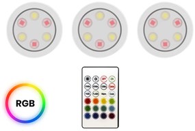 LED svítidlo Jojo, 1x LED 0,6w 3000-6000k, w, RGB, ovladač, sada 3ks