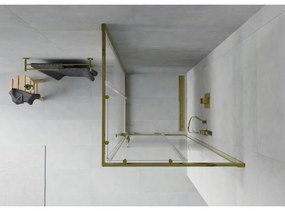 Mexen Rio, čtvercový sprchový kout s posuvnými dveřmi 80 (dveře) x 80 (dveře) x 190 cm, 5mm čiré sklo, zlatý profil, 860-080-080-50-00