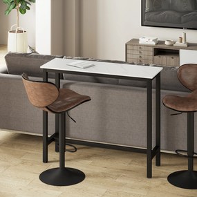 HOMCOM Barový stůl s mramorovým vzhledem, kuchyňský stůl s nastavitelnými nohami do obývacího pokoje, jídelny, ocel 120 x 40 x 100 cm Bílá+Černá