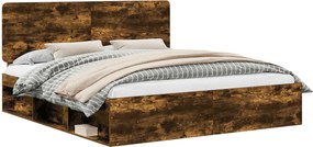 Rám postele Kouřový dub 200 x 200 cm Masivní borové dřevo 3412447