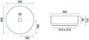 Keramické umyvadlo na desku REA SAMI BRUSH ROSE GOLD ø 36 cm bílo/růžové zlato