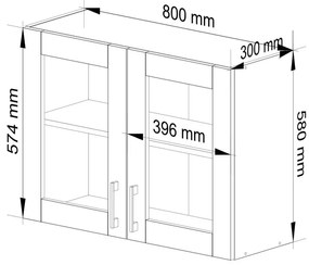 Horní kuchyňská skříňka LIMA W80 H580 bílá / dub sonoma