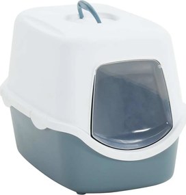 vidaXL Toaleta pro kočky s krytem bílá a modrá 56 x 40 x 40 cm PP [171799]