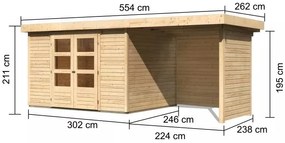 Dřevěný zahradní domek ASKOLA 5 s přístavkem 240 Lanitplast Šedá