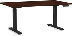 Výškově nastavitelný stůl OfficeTech C, 140 x 80 cm, černá podnož, wenge
