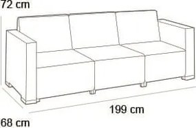 Třímístná zahradní pohovka KETER California 3-Seater Sofa- 199 x 68 x 72 cm - cappuccino