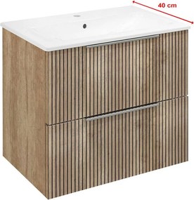 Sapho Cirasa - Umyvadlová skříňka Strip 58x54x39 cm, 2x zásuvka, dub alabama CR592-2322